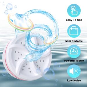 Portable Washing Machine Mini Washing Machine with Suction Cups USB Powered Ultrasonic Turbo Washing Machine & Dishwasher Suitable for Home, Business, Travel, RV, Apartment, College Room