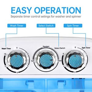 ZENY Portable Clothes Washing Machine Mini Twin Tub Small Laundry Washer Aparment Spin Dryer 9.9lbs Capacity Lightweight for Dormitory, RV