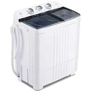 portable washing machine 20lbs capacity mini washer and dryer combo compact twin tub washing machine laundry washer(12lbs) & spinner(8lbs) with built-in gravity drain,low noise for apartment,dorms,rv camping, black