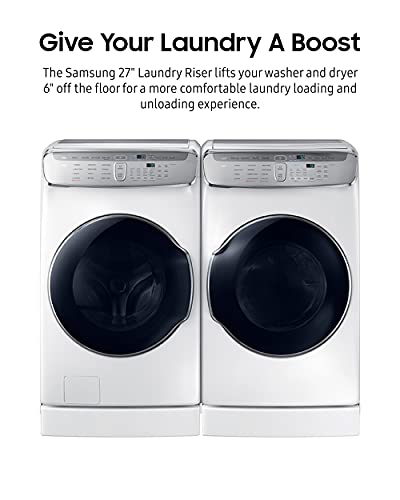 SAMSUNG 27” Wide Laundry Riser Pedestal Stand for 27” Wide Front Load Washer or Dryer, Lifts Machine 6”in Height, WE272NW/A3, White