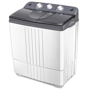 costway portable washing machine, twin tub 20lbs capacity, washer(12lbs) and spinner(8lbs), compact laundry machines durable design energy saving, rotary controller drain hose