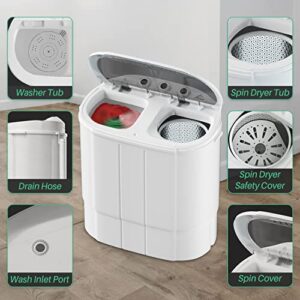 TOREAD Portable Small Washing Machine, 13.5Lbs Mini Compact Washer and Dryer Combo, 2 in 1 Apartment Washers with Twin Tub and Drain Pump for Laundry, Dorms, College, RV, Camping