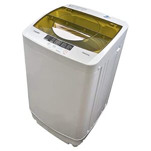 panda portable washing machine, 1.34 cu.ft, 10 wash programs, 2 built in rollers/casters, compact top load clothes washer