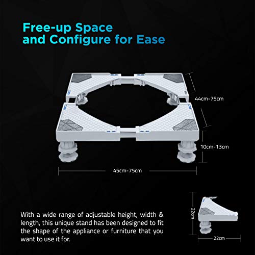 Adjustable Fridge Stand- Dryer Stand- Refrigerator Stand-Mini Fridge Stand- Washer Pedestal-Strong Feet for Washing Machine-Washer Stand-Strong Feet for Fridge- Movable Washer Stand