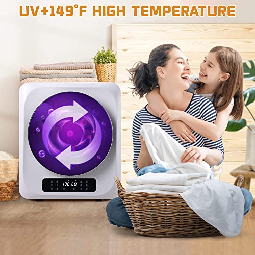 Portable Dryer for Apartments, Front Load 120 V Electric RV Dryer with Smart Moisture Sensor, LCD Control Panel Tumble Portable Clothes Dryer Machine with Stainless Steel Drum for Apartment, Dorm and Home 850W, White 9 LBS