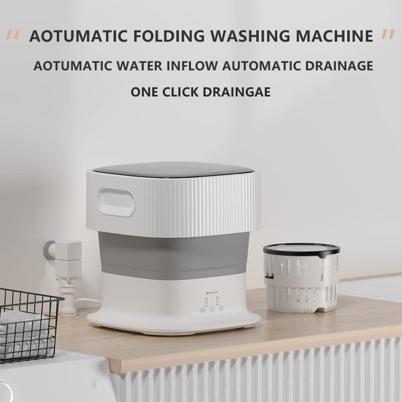 Portable Folding Washing Machine Automatic Water Inlet And Outlet Foldable Bucket Washer with Spin Dry and Drainage Pipe (watts, 60)…