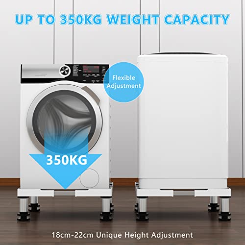 SEISSO Fridge Stand-Adjustable Dryer Stand with 4 Heavy Duty Feet Increase 7-8.6inch Height Max Load 770LB/350KG Base Stand for Washer Refrigerator Washing Machine Dryer