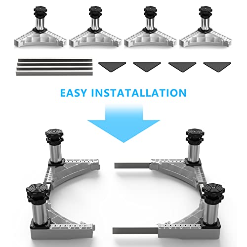 SEISSO Fridge Stand-Adjustable Dryer Stand with 4 Heavy Duty Feet Increase 7-8.6inch Height Max Load 770LB/350KG Base Stand for Washer Refrigerator Washing Machine Dryer