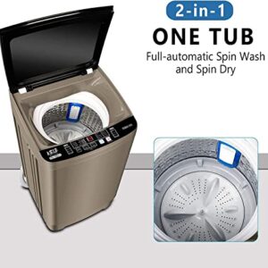 Krib Bling Full-Automatic Washing Machine with Drain Pump, 17.7 lbs Compact Washer, 10 Wash Program & 8 Water Level, Ideal for Apartment, Dorm, RV