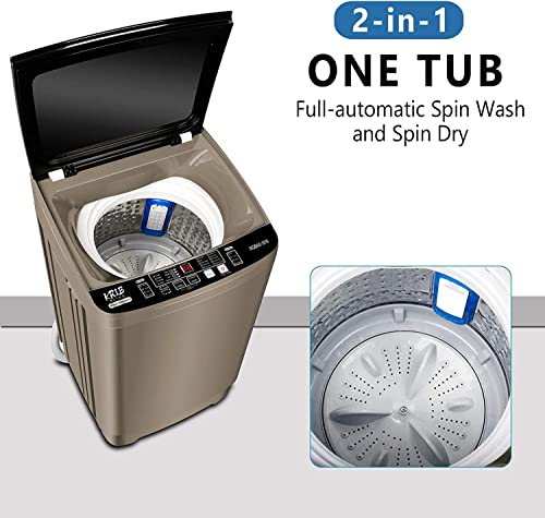 Krib Bling Full-Automatic Washing Machine with Drain Pump, 17.7 lbs Compact Washer, 10 Wash Program & 8 Water Level, Ideal for Apartment, Dorm, RV