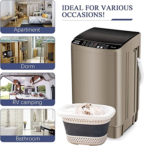 Krib Bling Full-Automatic Washing Machine with Drain Pump, 17.7 lbs Compact Washer, 10 Wash Program & 8 Water Level, Ideal for Apartment, Dorm, RV