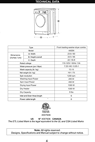 Equator Ver 2 Pro 24" Compact Combo Washer Dryer Vented/Ventless 1200 RPM Silver