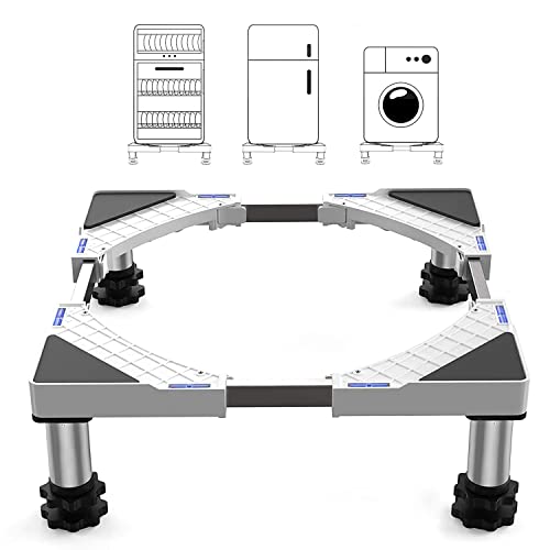 SEISSO Fridge Stand-Adjustable Washing Machine Base Stand with 4 Heavy Duty Feet Increase 7-8.6inch Height Universal Dryer Stand for Refrigerator Furniture Washing Dryer Max Load 770 LB (350 KG)