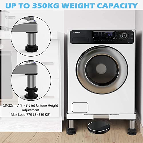 SEISSO Fridge Stand-Adjustable Washing Machine Base Stand with 4 Heavy Duty Feet Increase 7-8.6inch Height Universal Dryer Stand for Refrigerator Furniture Washing Dryer Max Load 770 LB (350 KG)