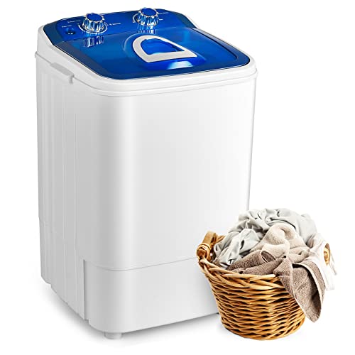 Qzexun Portable Machine Single Tub Wash and Spin Dryer,11lbs Capacity for Camping Apartment Dormitory, Blue