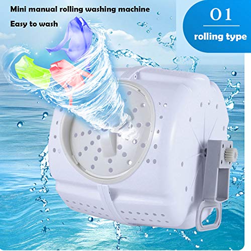 Household Products Non-Electric Portable Hand-Operated Drum Washing Machine, Manual Clothes Washer Dehydration, Spin Dryer for Camping Apartments RV Dormitory