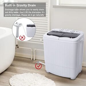 Portable Waher and Dryer, 14.8 lbs Mini Small Washing Machine Combo with Spin Dryer, Compact Twin Tub Laundry Washer Machine for Apartments, Camping,Dorms, Laundry, College Rooms, Rv’s