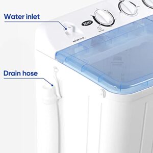 ZENY Portable Washing Machine Compact Twin Tub Laundry Washing Machine 17.6lbs Capacity, Mini Washer Dryer for Apartment RV Travelling,Semi-Automatic, 11lbs Washerg, 6.6lbs Spinner