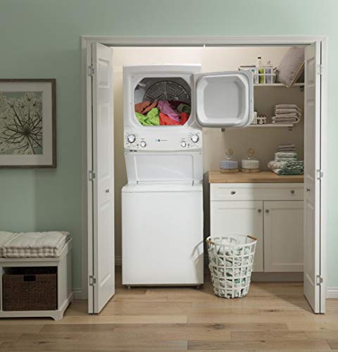 GE GUD27EESNWW 27" Electric Laundry Center with 3.8 cu. ft. Washer Capacity and 5.9 cy. ft. Dryer Capacity in White