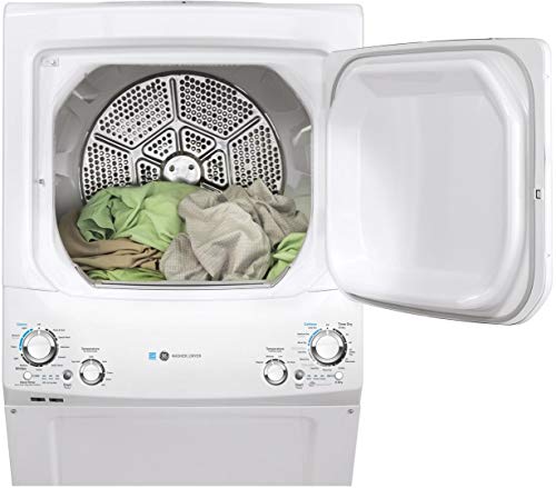 GE GUD27EESNWW 27" Electric Laundry Center with 3.8 cu. ft. Washer Capacity and 5.9 cy. ft. Dryer Capacity in White