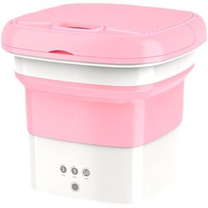 wana deco mini portable washing machine for travelling, camping, apartment, dorm – pure clean lightweight collapsible bucket baby clothes, underwear or small items, foldable gift (pink)