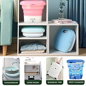 Portable Mini Foldable Clothes Washing Machine,Portable Laundry Bucket Washer with Spin Dryer Bucket for Automatic Home Travel Self-Driving Tour Underwear Foldable Washer, Pink