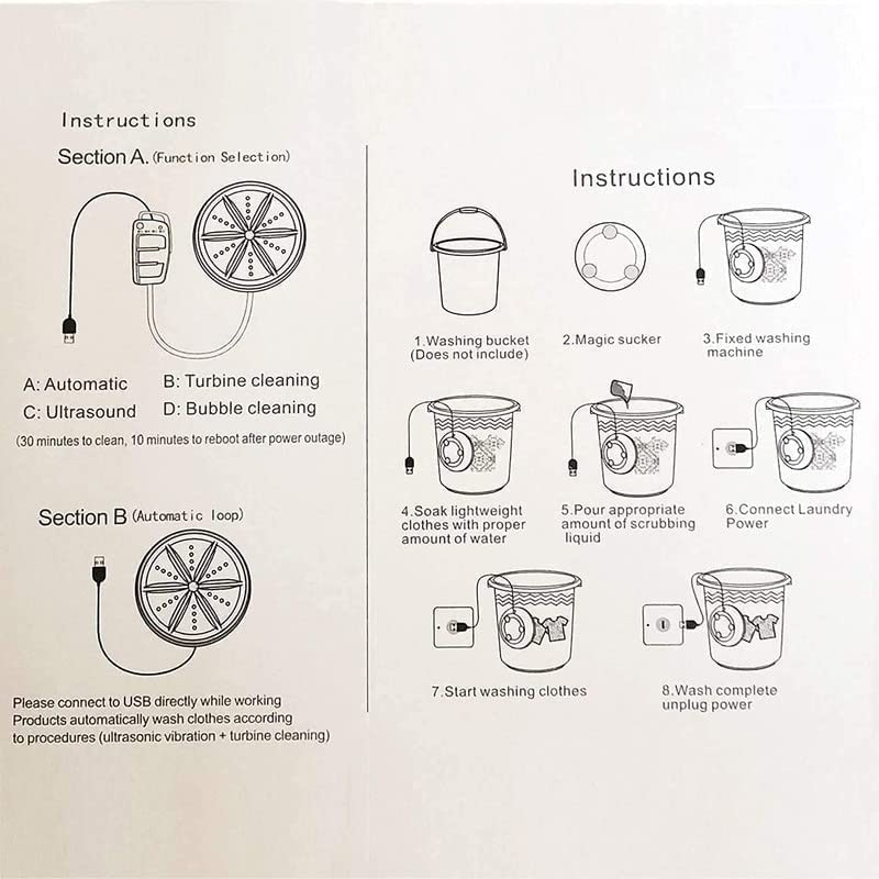 Mini Washing Machine Portable Turbine Washer,Portable Washing Machine with USB and Speed Control for Travel Business Trip or College Rooms (Washer)