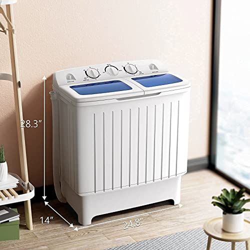 ARLIME Portable Clothes Washing Machine, 17.6lbs Mini Twin Tub Washer & Spinner Dryer Combo Compact Washer (11lbs) & Spin Dryer (6.6lbs) Sets Laundry Machine W/Time Control for Apartments, Dorms, Bathroom or RV Camping