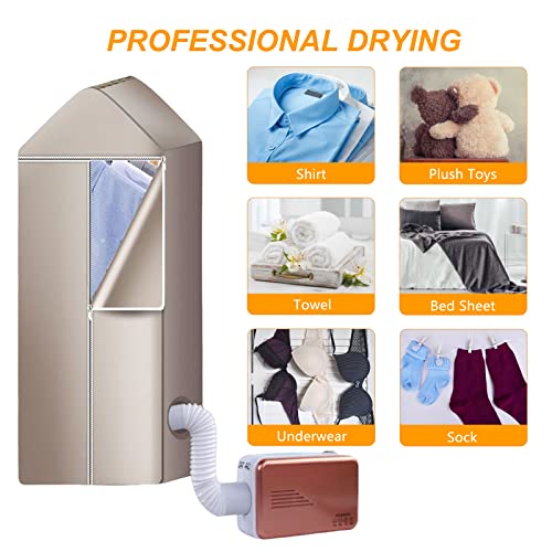 Gralara MULTI-FUNCTION Clothes Dryer Portable Travel Mini 600W Dryer Machine,Portable Dryer Energy Saving for Apartments, Generation Electric Clothes Drying, Aureate