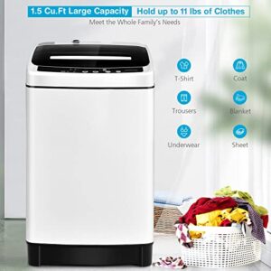 Full-Automatic Washing Machine 1.5 Cu.Ft 11 LBS Washer & Dryer, Mini Washing Machine, Portable Washer Machine, and Dryer, White