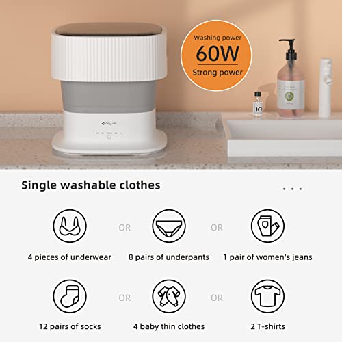 MOYU Blue Light Portable Washing Machine, 9L Mini Folding Washing Machine, Suitable for Baby Clothes, Underwear, Socks, Towels or Small Items (110V-240V, US Standard Plug, English User Manual)