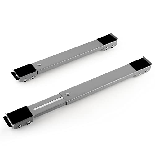 Lilithye Heavy Duty Appliance Rollers Pair Move Tools Expandable Adjustable Steel Appliance Trolley Furniture Mover for Washer Dryer Refrigerator (Grey)