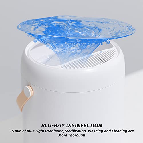 Portable Mini Washing Machine, Ozone & Blue Light Deep Clean Mini Washing Machine with Drain Basket for Underwear, Socks, Mini Small Portable Smart Timer Control Washer for Apartments, Dorms