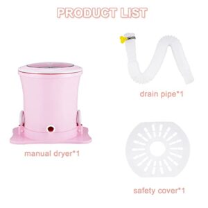 Manual Clothes Dryer Portable Mini Dryer Compact Spin Dryer Non electric Laundry Dryer for RV, Camping, School, Apartment, Dorm (Pink)