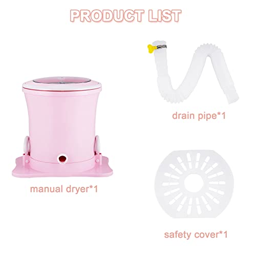 Manual Clothes Dryer Portable Mini Dryer Compact Spin Dryer Non electric Laundry Dryer for RV, Camping, School, Apartment, Dorm (Pink)