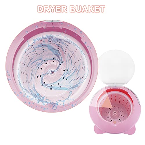 Manual Clothes Dryer Portable Mini Dryer Compact Spin Dryer Non electric Laundry Dryer for RV, Camping, School, Apartment, Dorm (Pink)