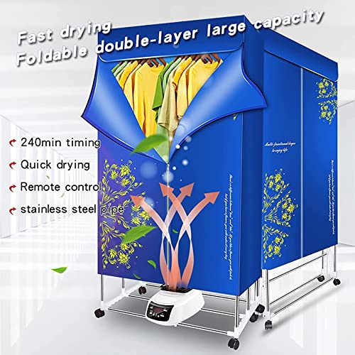 WIKINK Electric Clothes Dryer, 1500W Portable Negative Ion Clothes Drying Machine with Timing & Remote Control, Indoor Clothes Airer Drying Machine for Cloth Drying Sterilizing