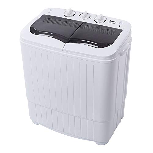 Kcelarec Twin Tub Mini Portable Clothes Washing Machine with Timer Control, 14.3lbs Capacity, Compact Washer(7.7lbs) and Spin Dryer Combo (6.6lbs) Semi-Automatic, For Apartment, Dorm, RV-Camping