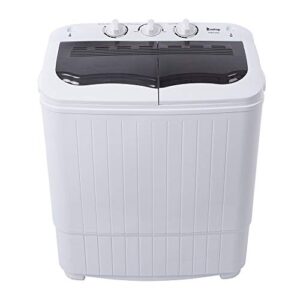 Kcelarec Twin Tub Mini Portable Clothes Washing Machine with Timer Control, 14.3lbs Capacity, Compact Washer(7.7lbs) and Spin Dryer Combo (6.6lbs) Semi-Automatic, For Apartment, Dorm, RV-Camping