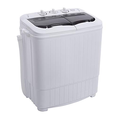 Kcelarec Twin Tub Mini Portable Clothes Washing Machine with Timer Control, 14.3lbs Capacity, Compact Washer(7.7lbs) and Spin Dryer Combo (6.6lbs) Semi-Automatic, For Apartment, Dorm, RV-Camping