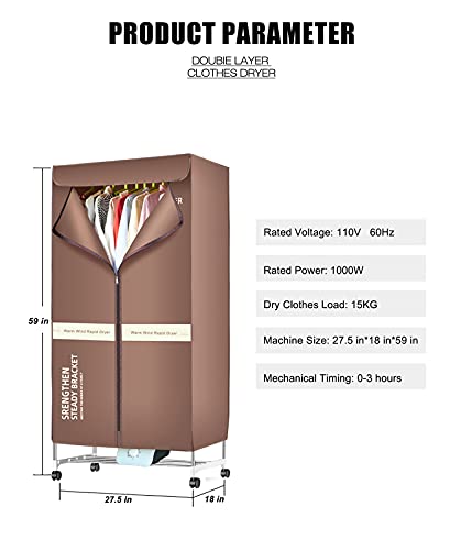 Xiaqing Clothes Dryer Portable Fast 1000W Dryer Machine,Portable Dryer for Apartments,New Generation Electric Clothes Drying