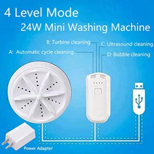 AOAUTO 24W Mini Portable Washing Machine Ultrasonic Turbo Washer for Travel Business Trip and College Room, 3 In 1 Portable Washing Machine with USB