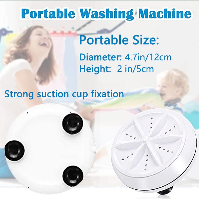 AOAUTO 24W Mini Portable Washing Machine Ultrasonic Turbo Washer for Travel Business Trip and College Room, 3 In 1 Portable Washing Machine with USB