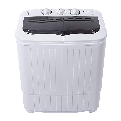 Portable Mini Compact Twin Tub Washing Machine,Portable Laundry Washer,with Built-in Drain Pump Semi-automatic Cover Washing Machine for Camping, Apartments, Dorms, College Rooms (14.3Lbs Capacity,A)