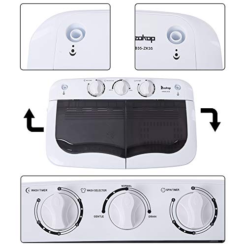 Portable Mini Compact Twin Tub Washing Machine,Portable Laundry Washer,with Built-in Drain Pump Semi-automatic Cover Washing Machine for Camping, Apartments, Dorms, College Rooms (14.3Lbs Capacity,A)