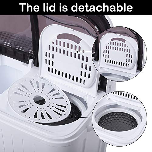 Portable Mini Compact Twin Tub Washing Machine,Portable Laundry Washer,with Built-in Drain Pump Semi-automatic Cover Washing Machine for Camping, Apartments, Dorms, College Rooms (14.3Lbs Capacity,A)