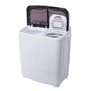 Portable Mini Compact Twin Tub Washing Machine,Portable Laundry Washer,with Built-in Drain Pump Semi-automatic Cover Washing Machine for Camping, Apartments, Dorms, College Rooms (14.3Lbs Capacity,A)