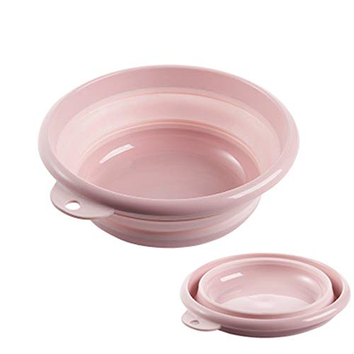 Jkhome Collapsible Wash Basin Folding Dishpan Dish Bowl Washing Tub Set of 1 (Pink - Size Small)