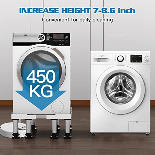 SEISSO Fridge Stand-Upgraded 8 Heavy Duty Feet Adjustable Dryer Stand Increase 7-8.6inch Height Max Load 992LB/450KG Base Stand for Washer Refrigerator Washing Machine Dryer