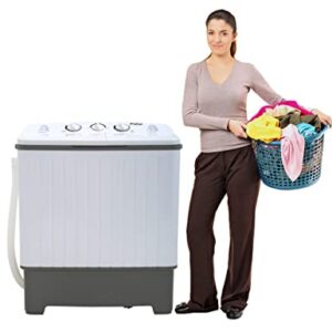 Portable Washing Machine, Compact Twin Tub Portable Washer and Dryer, 17Lbs Capacity Timer Control Mini Laundry Machine for Dorms, Rv’s, Camping, Apartments, College Rooms